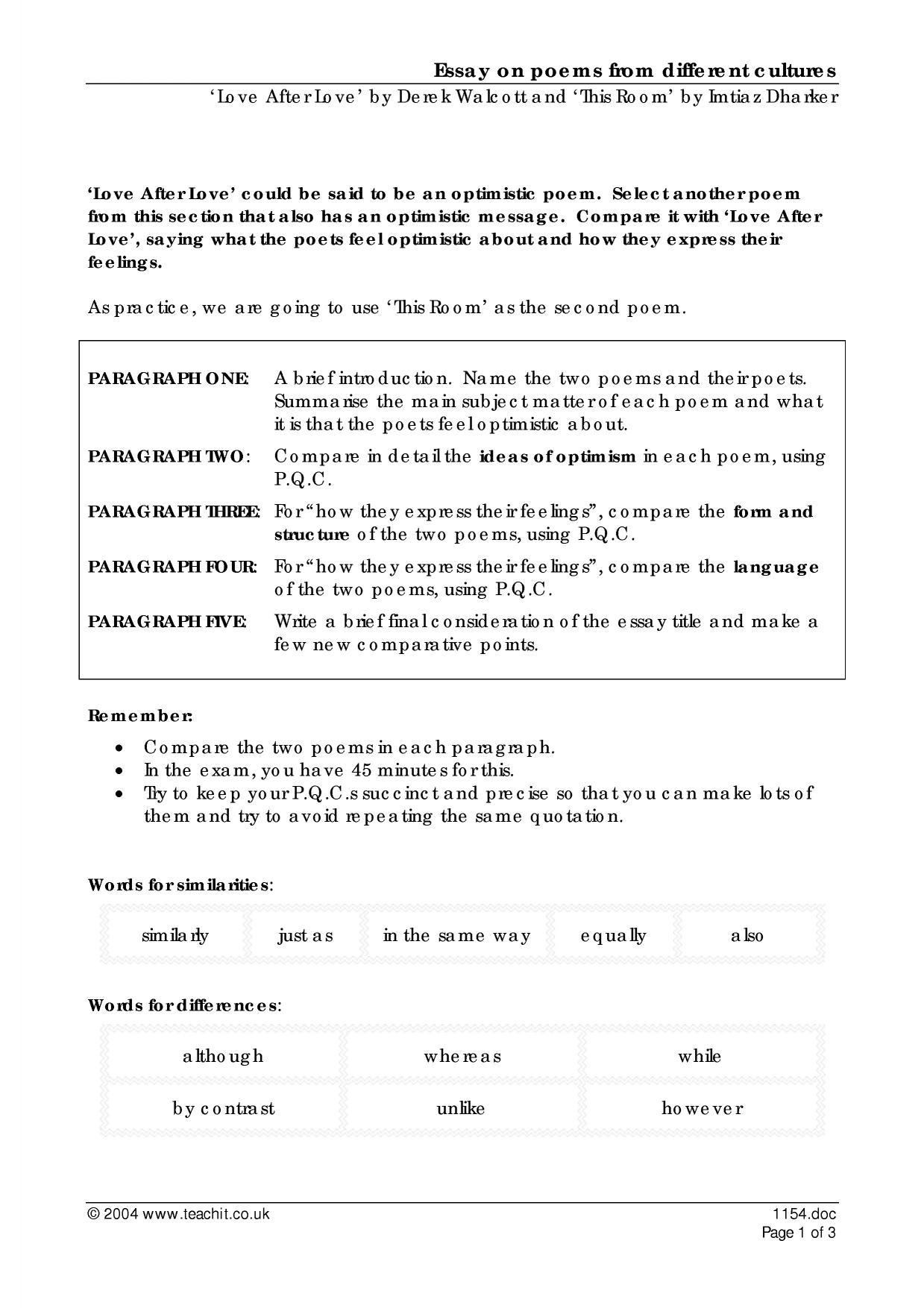  Essay About Two Different Cultures Compare Two Poems From Different