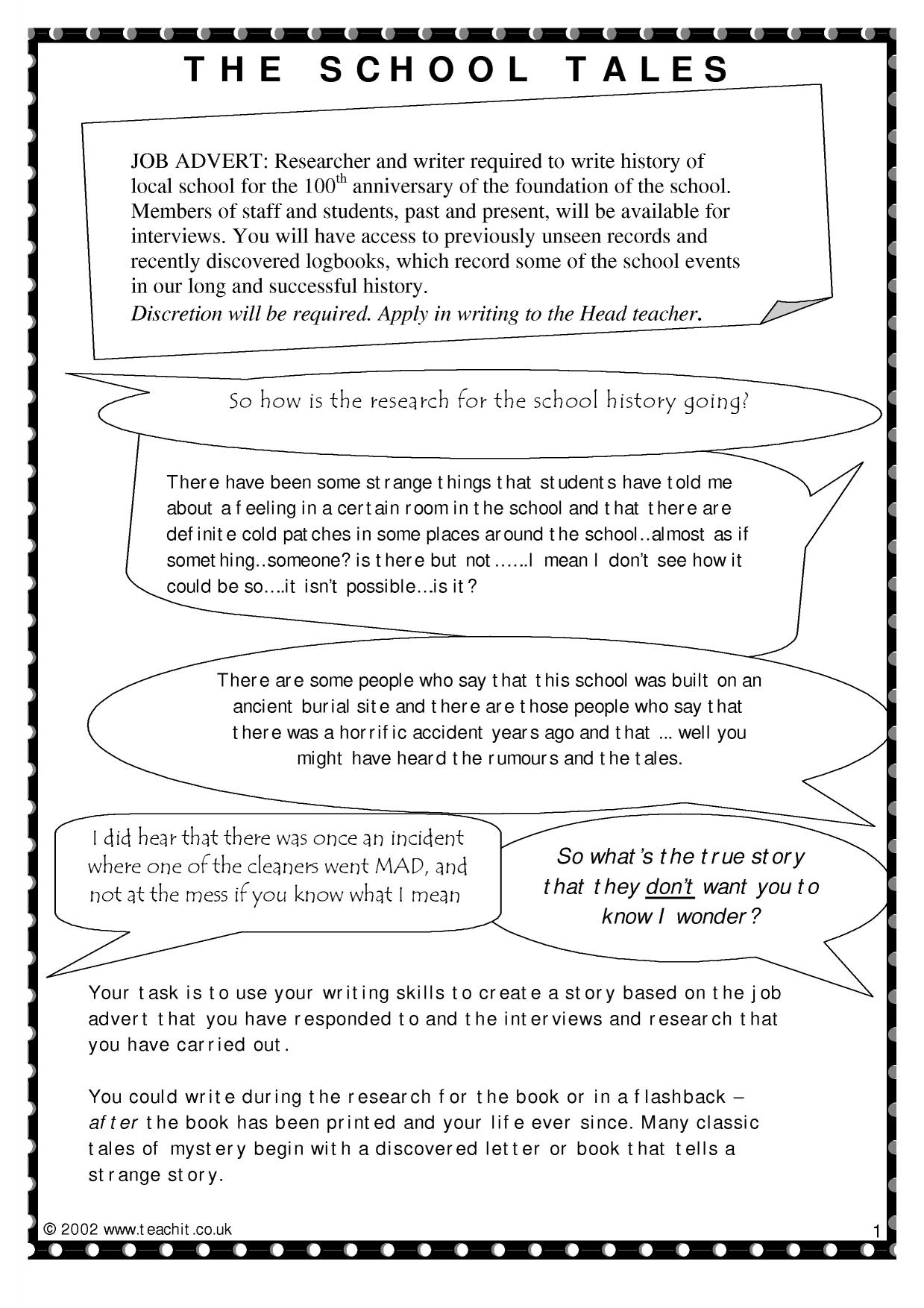 KS3 Writing Imaginative Writing Teachit English