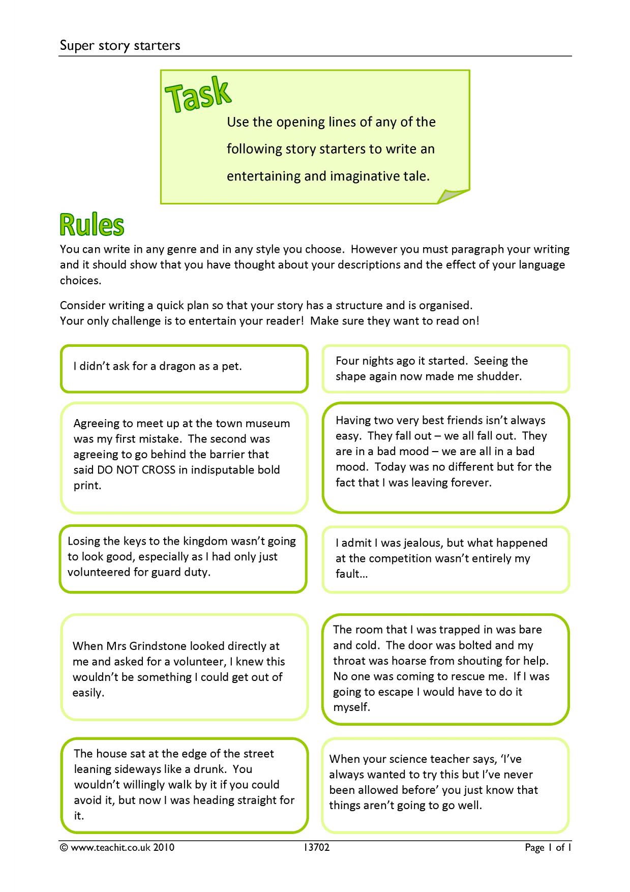 87 CREATIVE WRITING IDEAS KS3