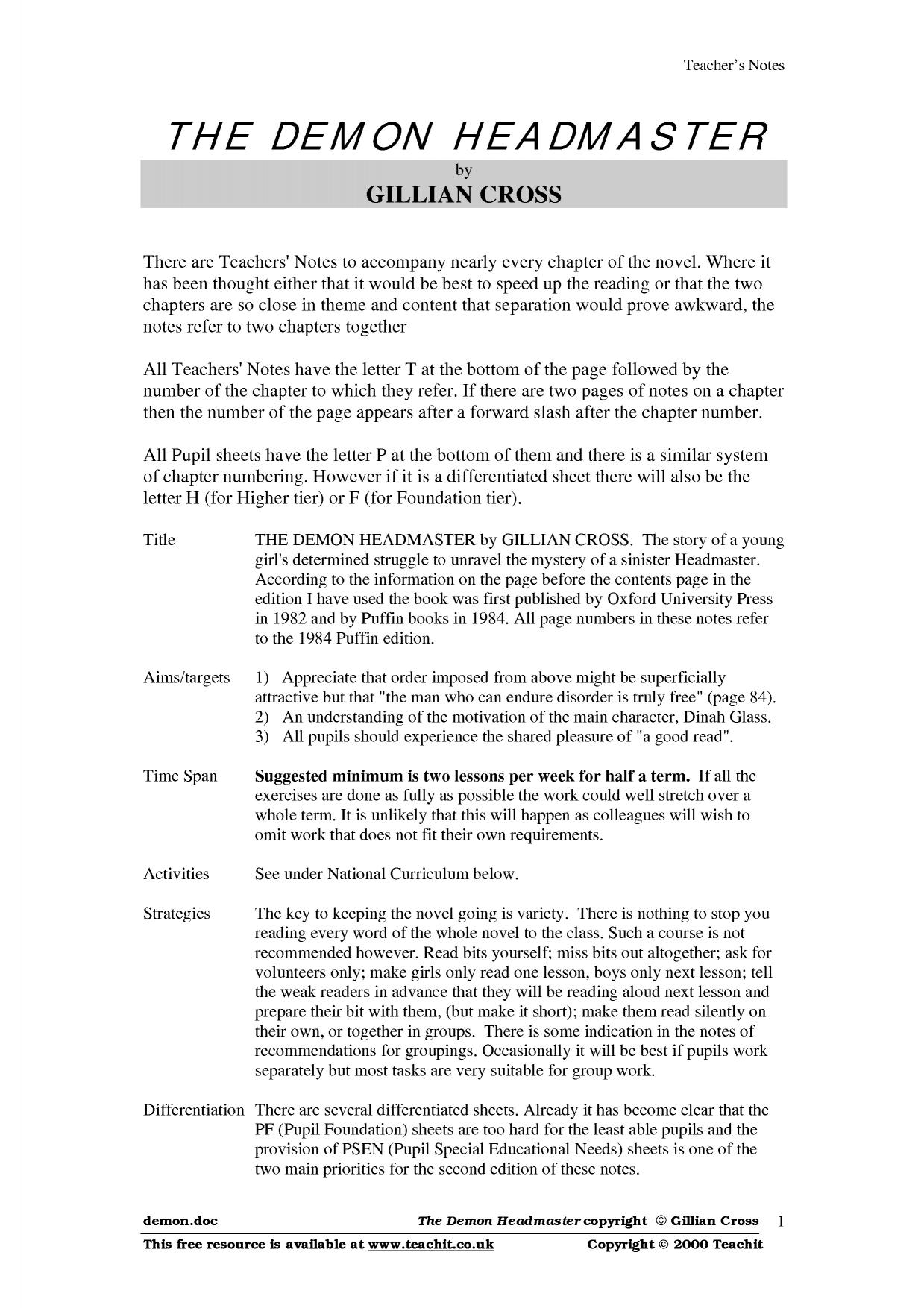Demon Headmaster Script