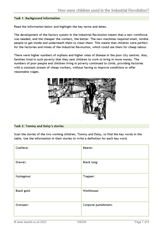 Children In The Industrial Revolution KS3 History Resources Teachit Children In The Industrial Revolution KS3 History Resources Teachit