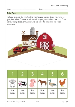 Subitising - roll a farm|EYFS Mathematics|Number|Teachit